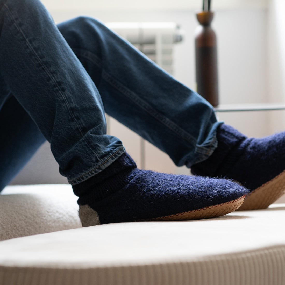 Felted Wool Memory Foam Slipper Shoes with Rubber Soles – Tibetan Socks