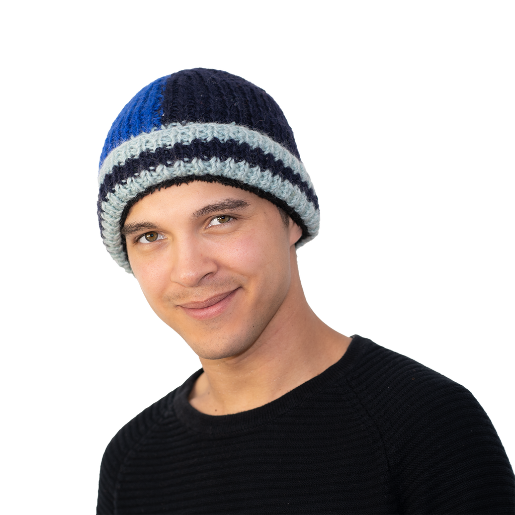 Hand Knit Woolen Beanie Hat, Sherpa Fleece Lined – Tibetan Socks